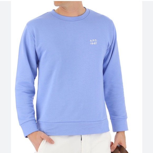A.P.C. | Shirts | Apc Blue Mike Crewneck French Terry Logo Sweatshirt ...